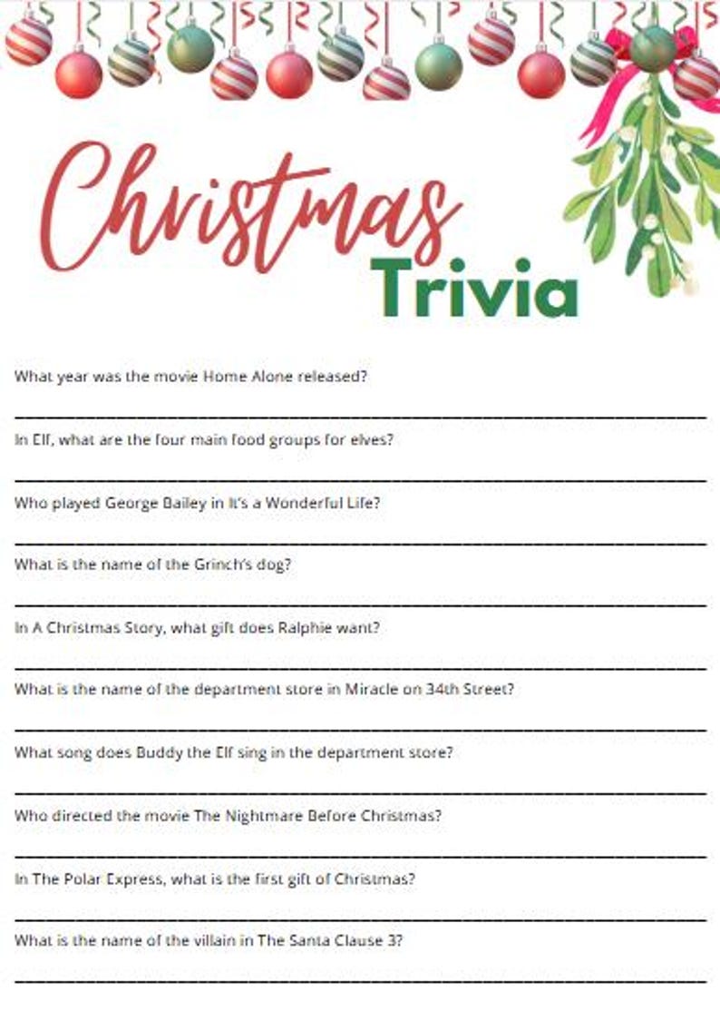 Christmas Trivia / Questions / Family / Activities / Family Activities ...