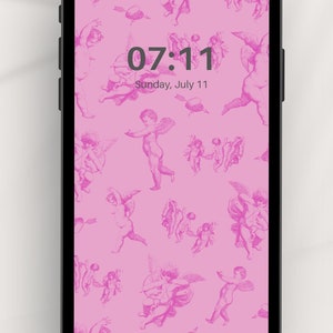 Monochrome Pink Cherub | Digital Wallpaper for Phone | Aesthetic ...