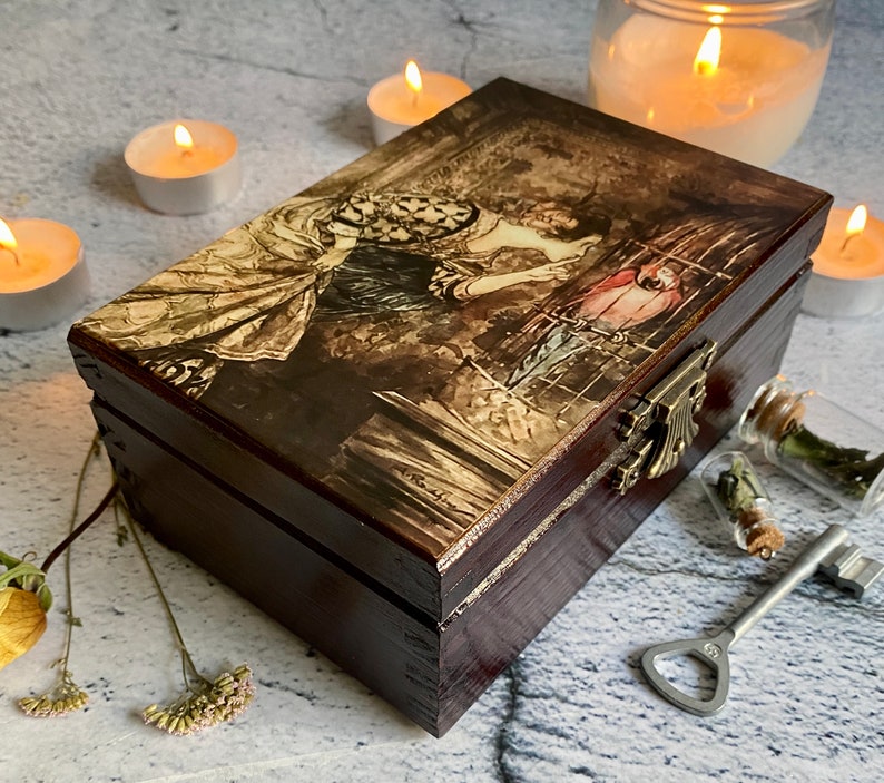 Wooden Tarot Box, Memory Box, Keepsake Box Fairies, Small Trinket Box ...