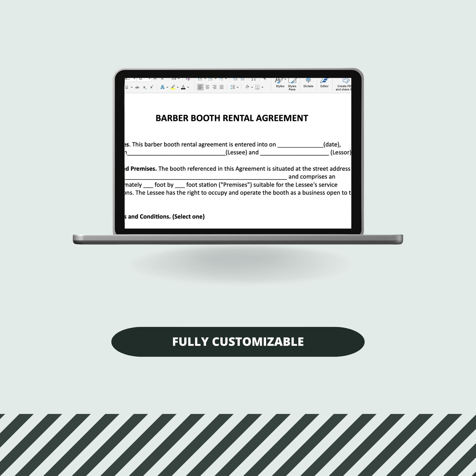 Barber Booth Rental Agreement - Etsy