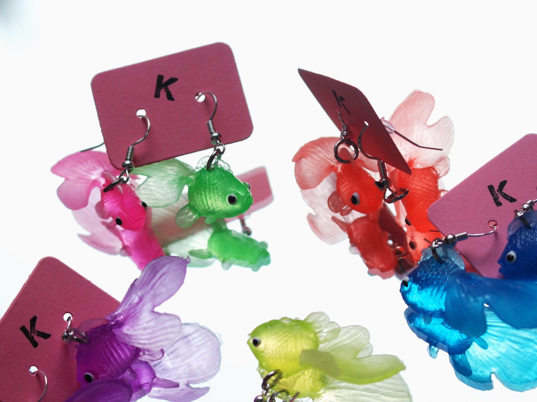 Y2k earrings fish aquarium earrings frutiger aero funny hanging ...