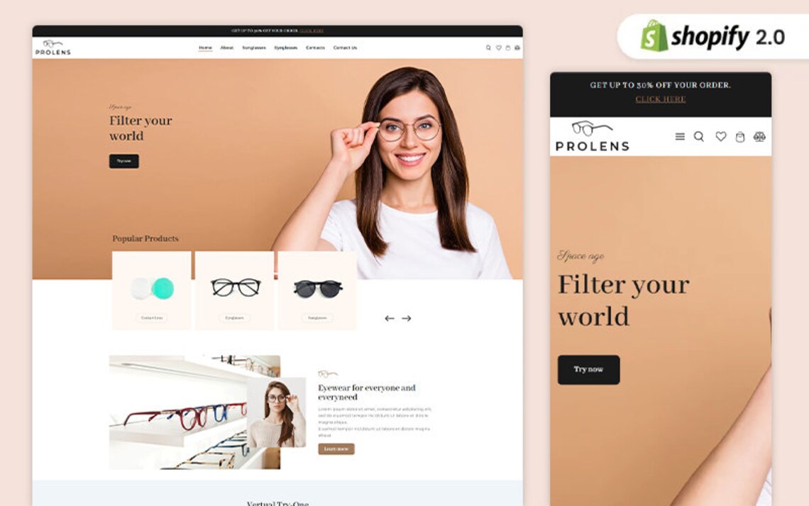 Prolens Eyeglass Stores Shopify Theme - Etsy