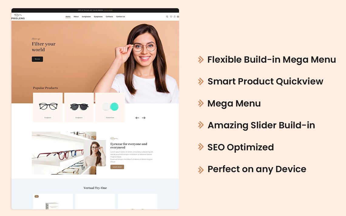 Prolens Eyeglass Stores Shopify Theme - Etsy