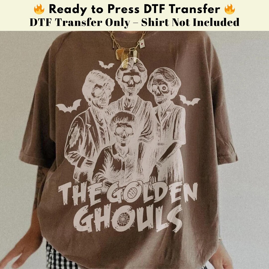 Golden Ghouls DTF Transfer - Retro Halloween Horror Squad - Ready to ...