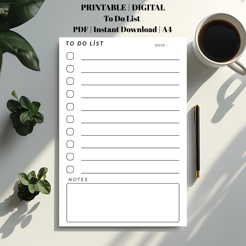 Minimal to Do List Printable | Digital to Do List | Simple Minimalist ...