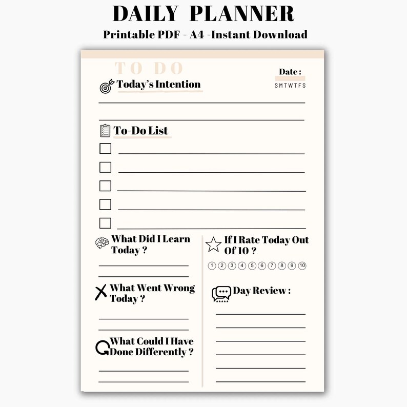 Minimalist To-do List | Daily Planner | Printable Productivity Sheet ...