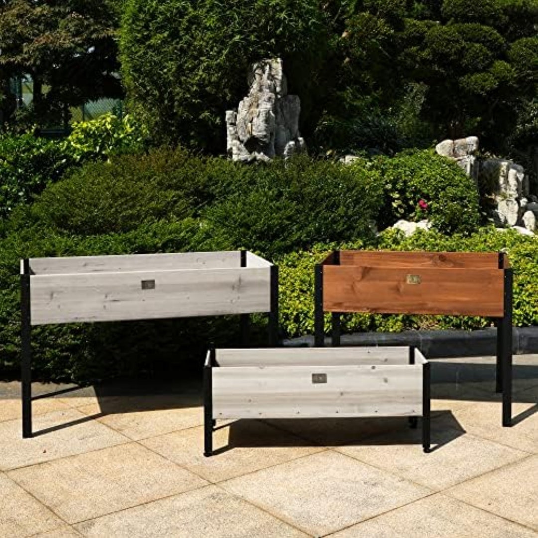 Wood Rectangular Garden Planter Box Raised Bed Outdoor - Etsy Wood Rectangular Garden Planter Box Raised Bed Outdoor - Etsy