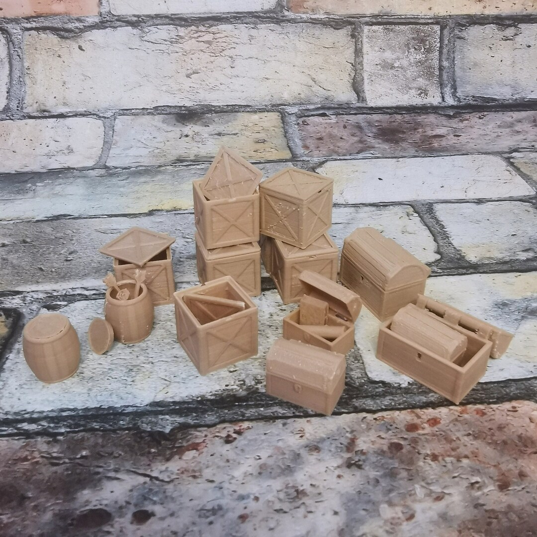 Loot-able Wooden Boxes, Barrels and Chests, All Completely Open and ...