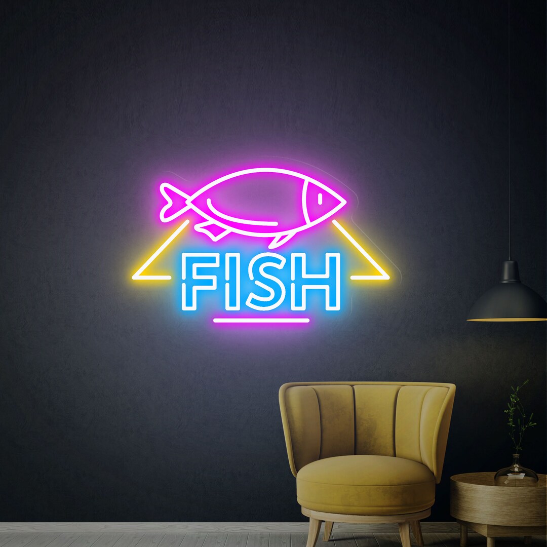 Fish Led Neon Sign, Seafood Sign, Shop Signage, Custom Business Logo ...
