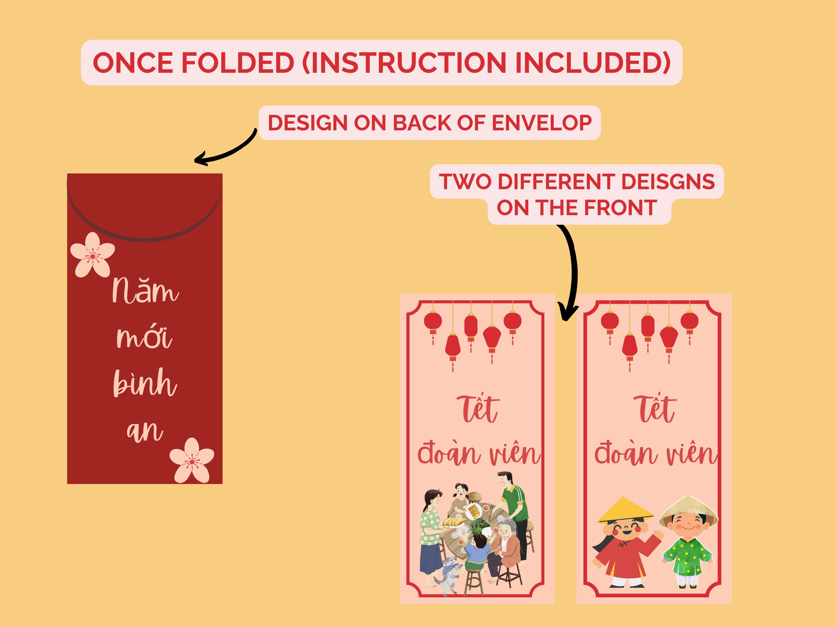 Red Envelope Printable, Li Xi Printable, Lunar New Year Envelop, Year ...