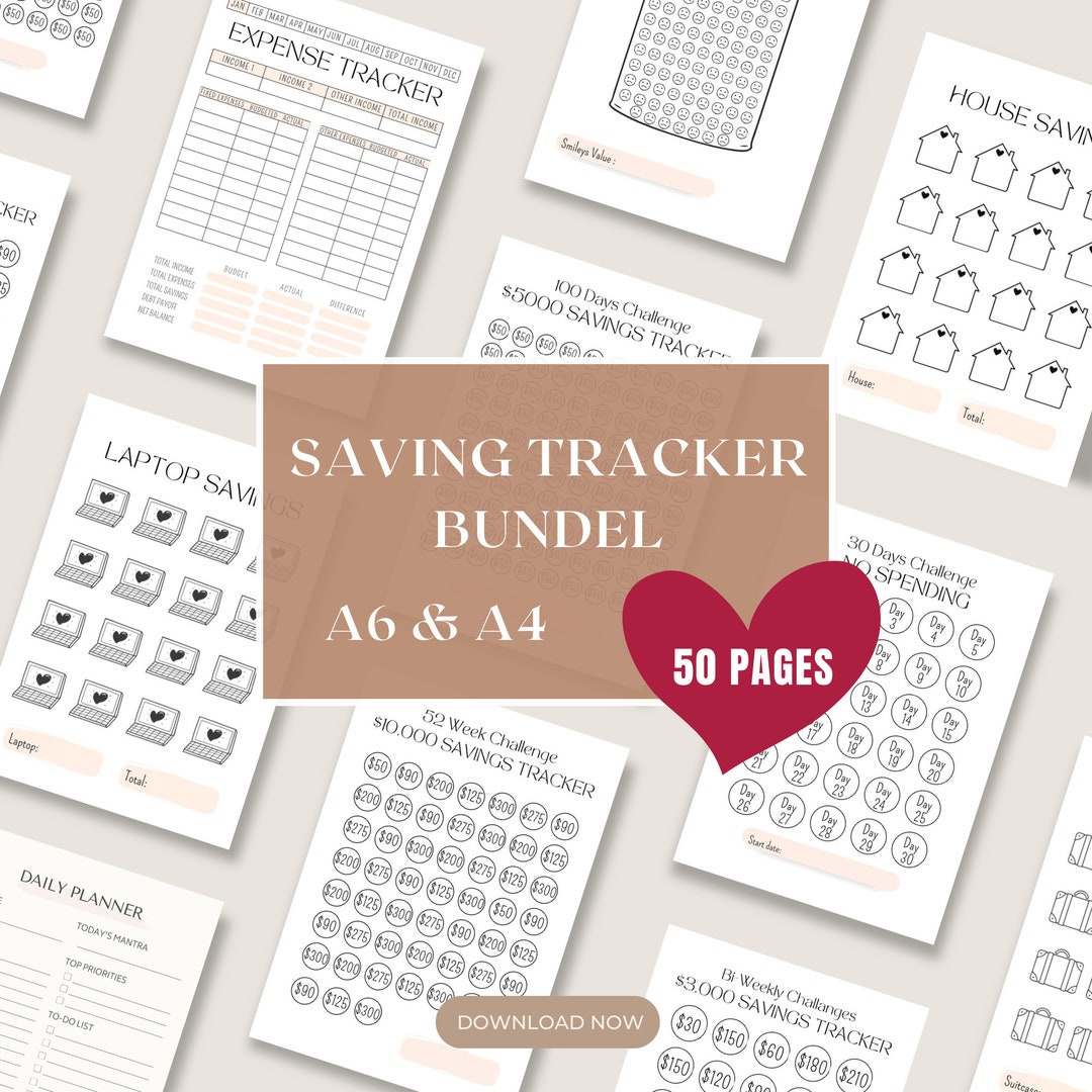 Money Saving Challenge, Savings Tracker Printables, Savings Tracker ...