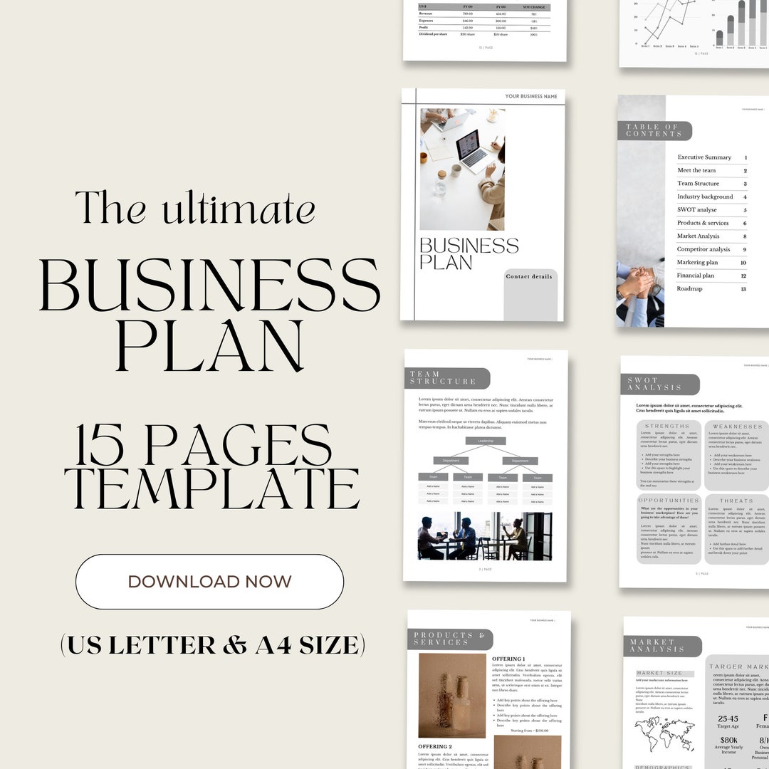 Small Business Plan Template Printable, Online Business Plan, Editable ...