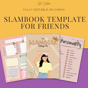 Slambook Template for High School College Elementary | Memory Book ...