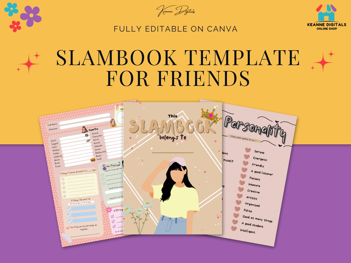 Slambook Template for High School College Elementary | Memory Book ...