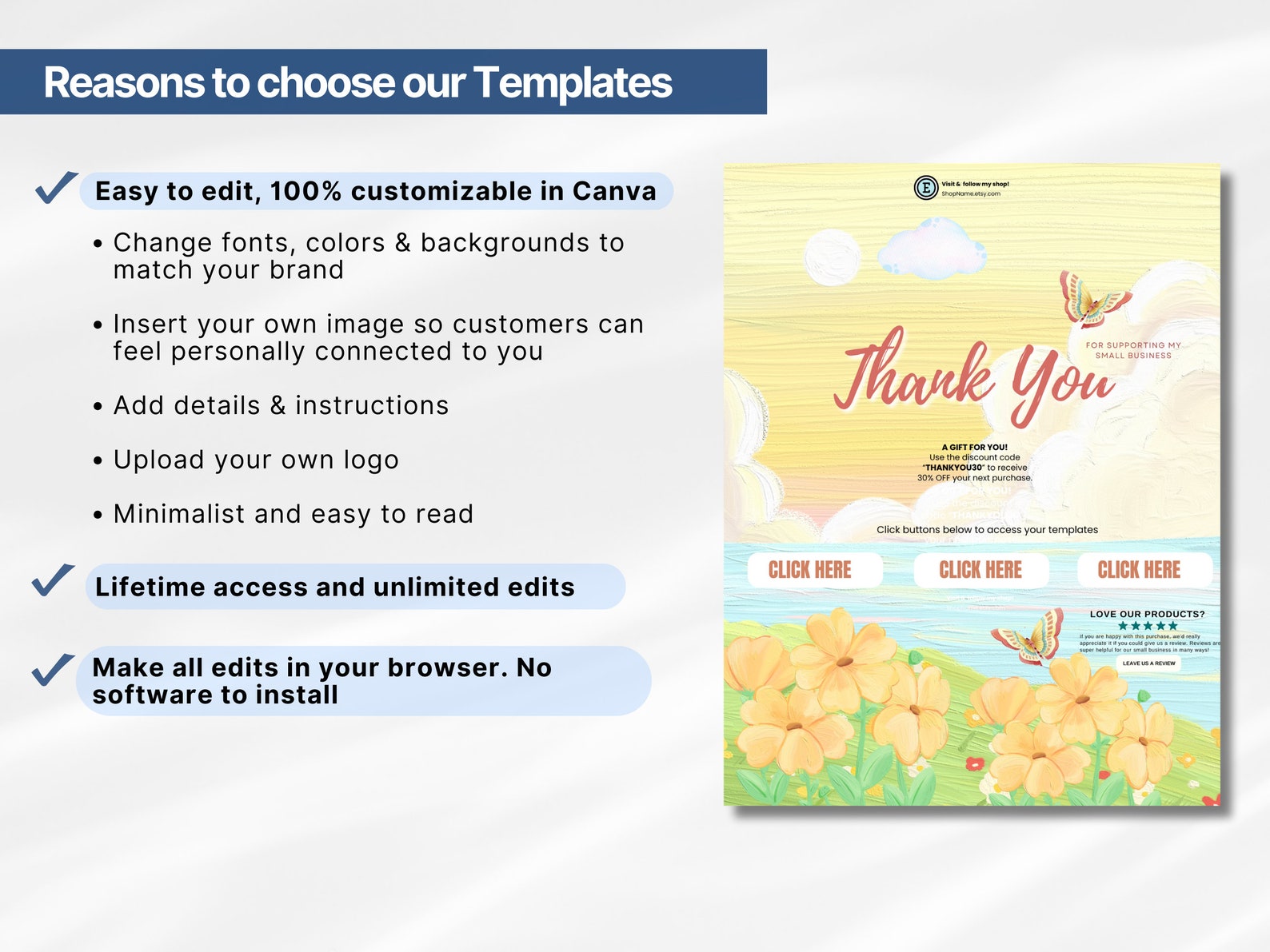 Etsy Digital Product Instructions Template, Thank You Note for Digital ...