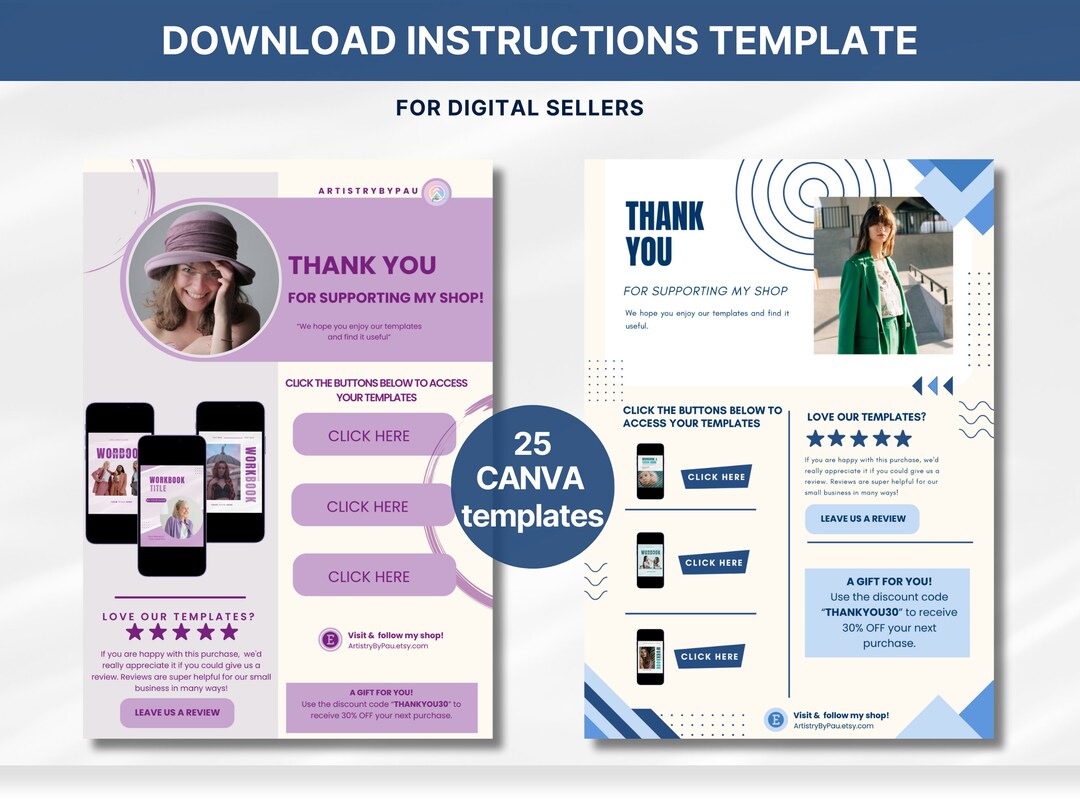 Etsy Digital Product Instructions Template, Thank You Note for Digital ...