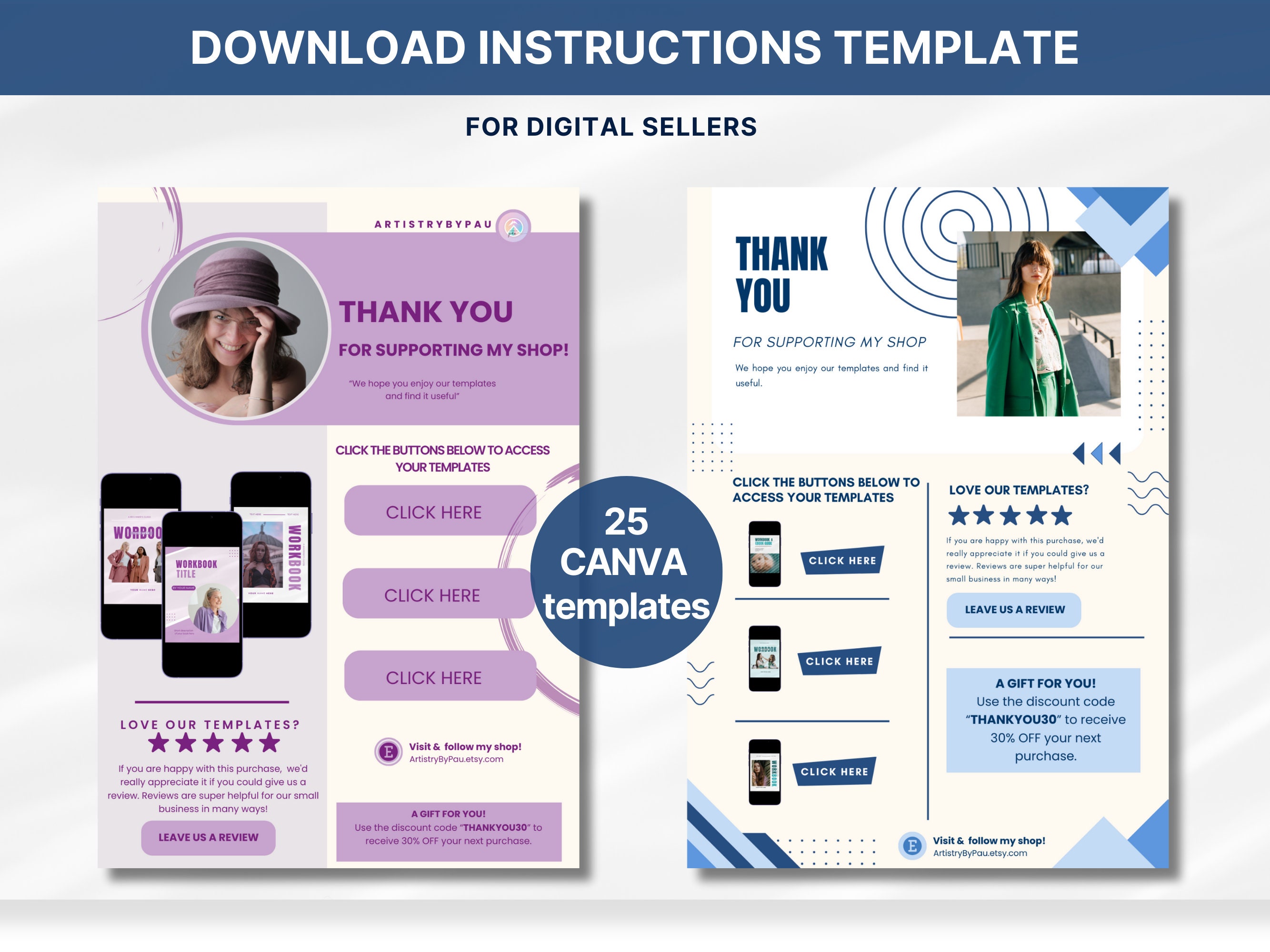 Etsy Digital Product Instructions Template, Thank You Note for Digital ...