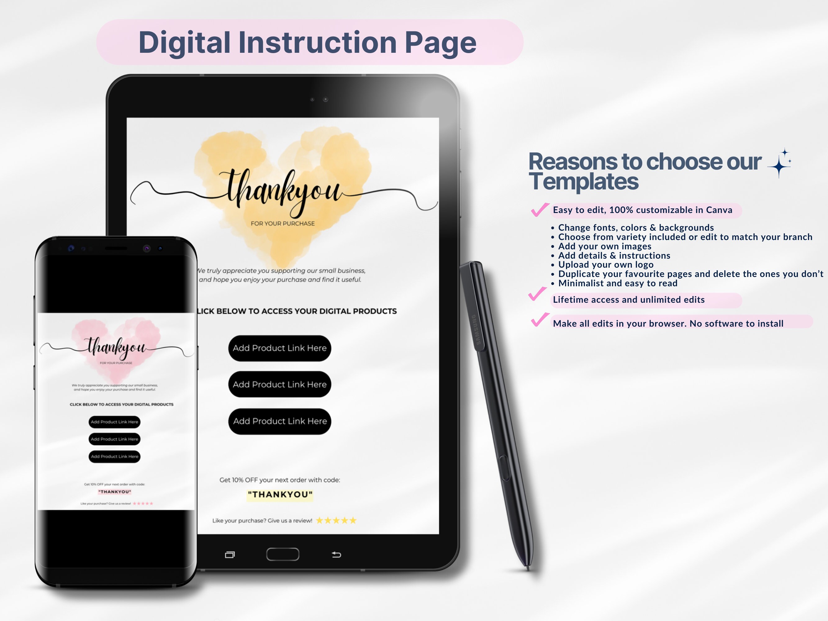 Etsy Digital Product Instructions Template, Thank You Note for Digital ...