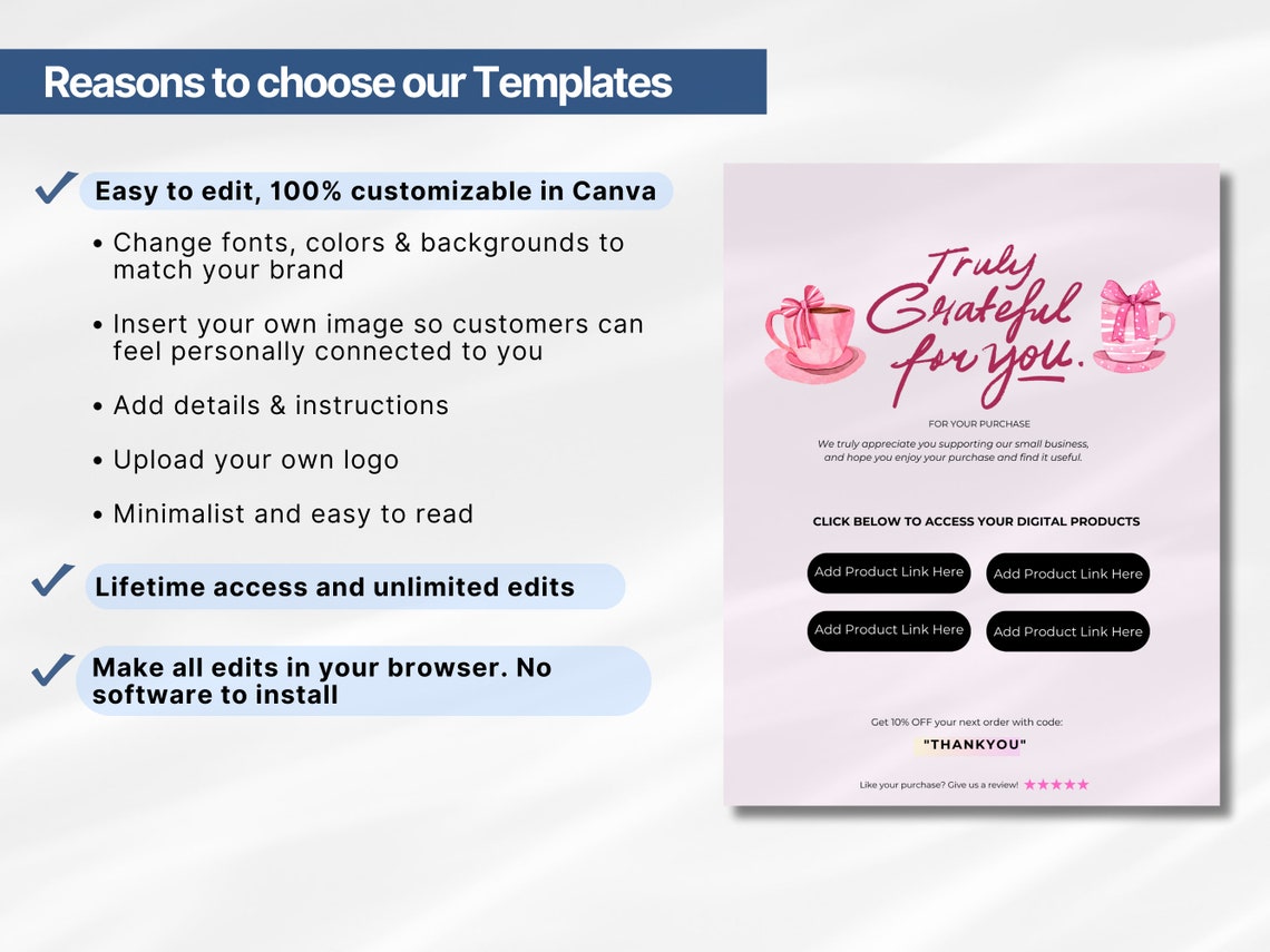 Digital Product Instructions Template, Thank You Note for Digital ...