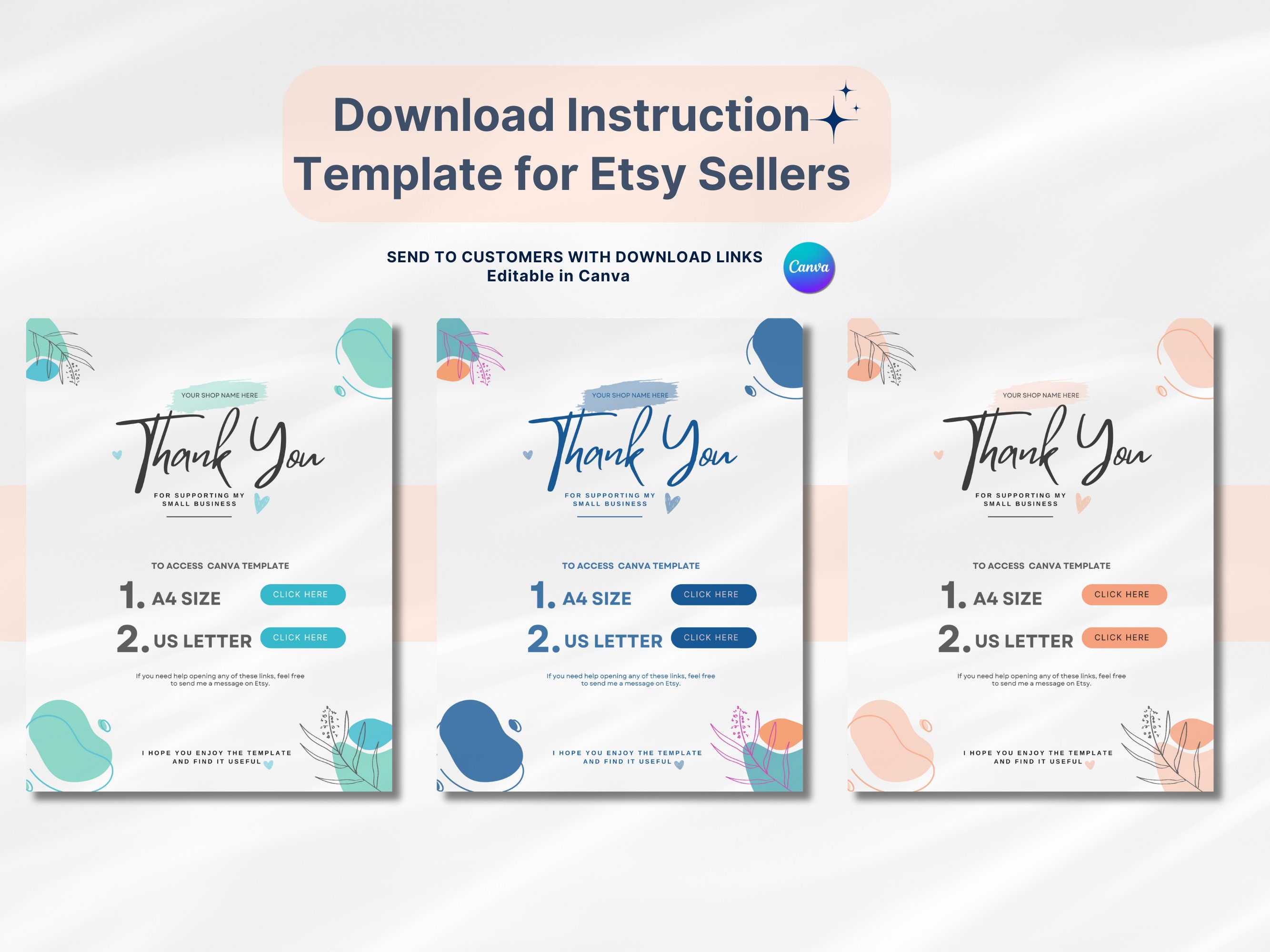 Etsy Digital Product Instructions Template, Thank You Note for Digital ...