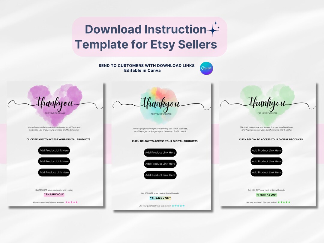 Etsy Digital Product Instructions Template, Thank You Note for Digital ...