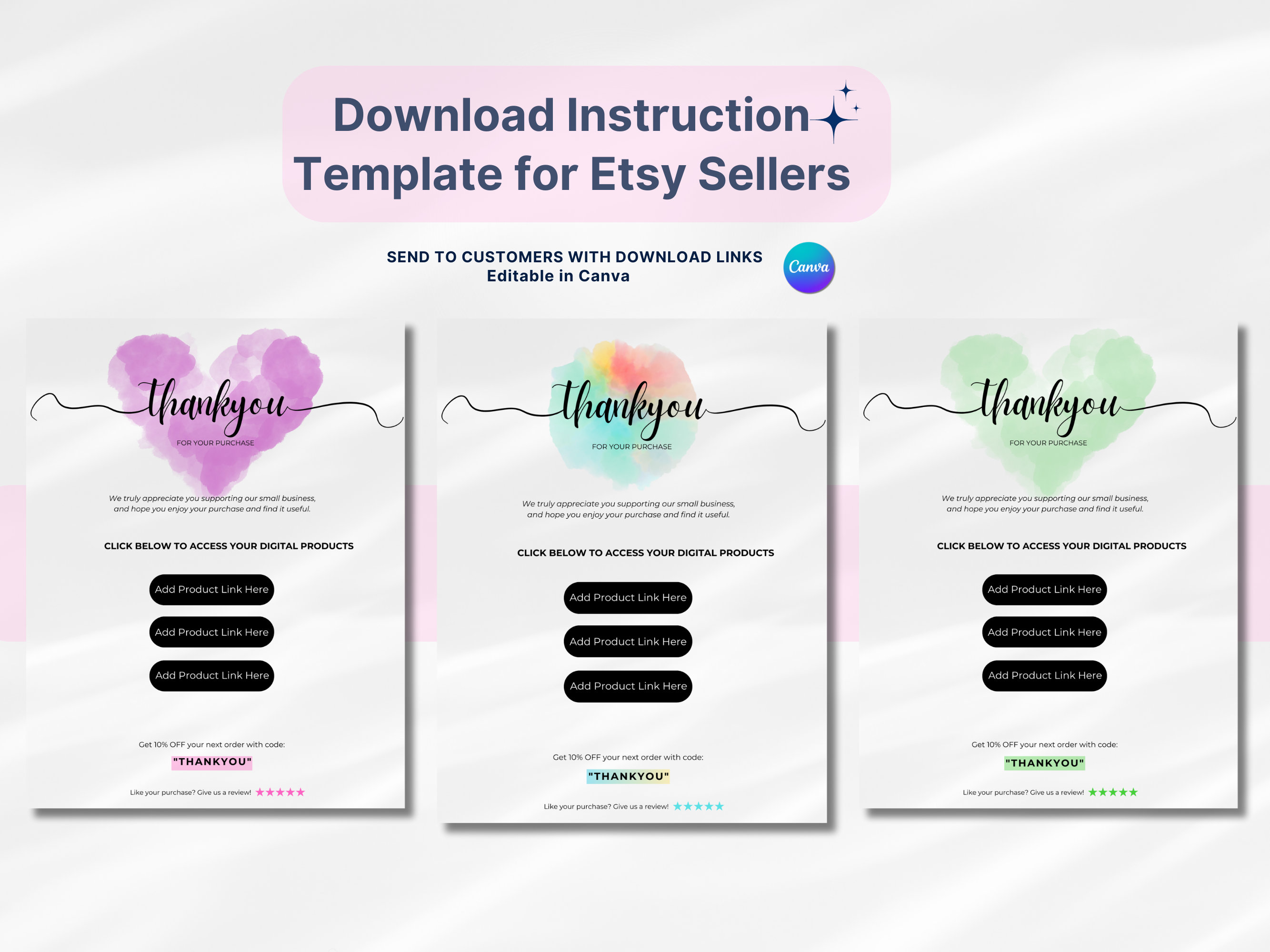 Etsy Digital Product Instructions Template, Thank You Note for Digital ...