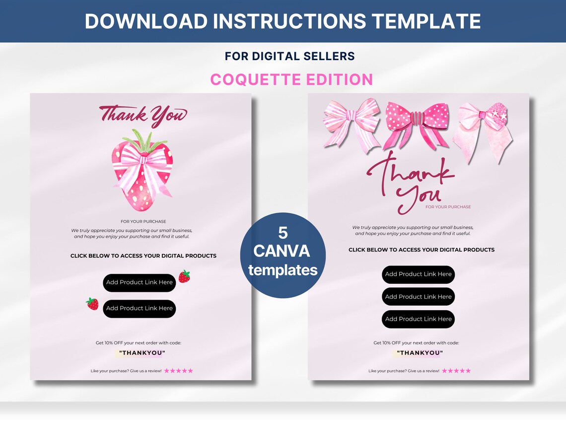 Digital Product Instructions Template, Thank You Note for Digital ...