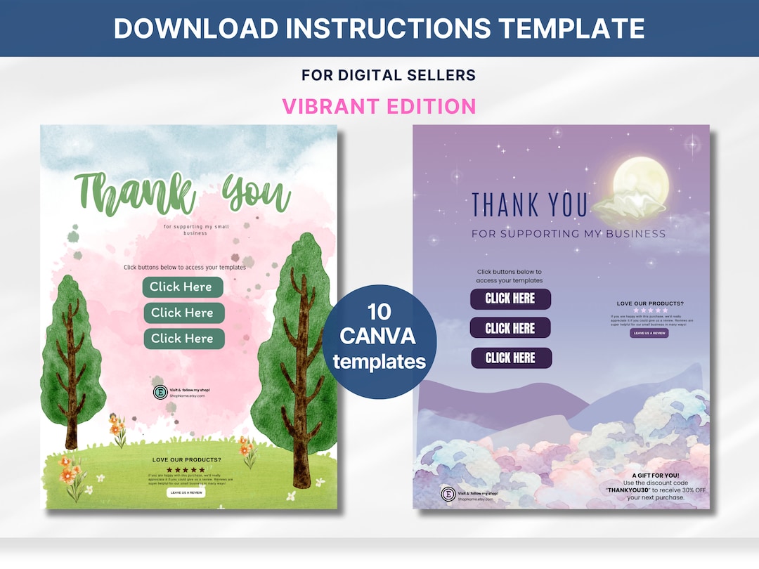 Etsy Digital Product Instructions Template, Thank You Note for Digital ...