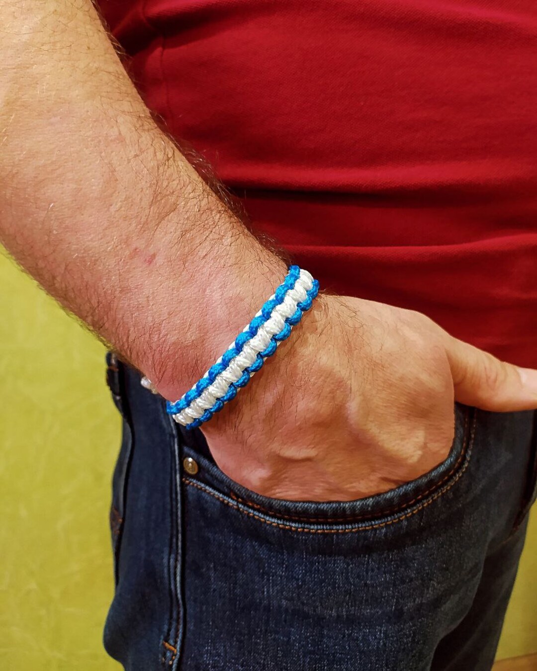 Handmade Israeli Flag Bracelet, Adjustable Cord Bracelet - Etsy