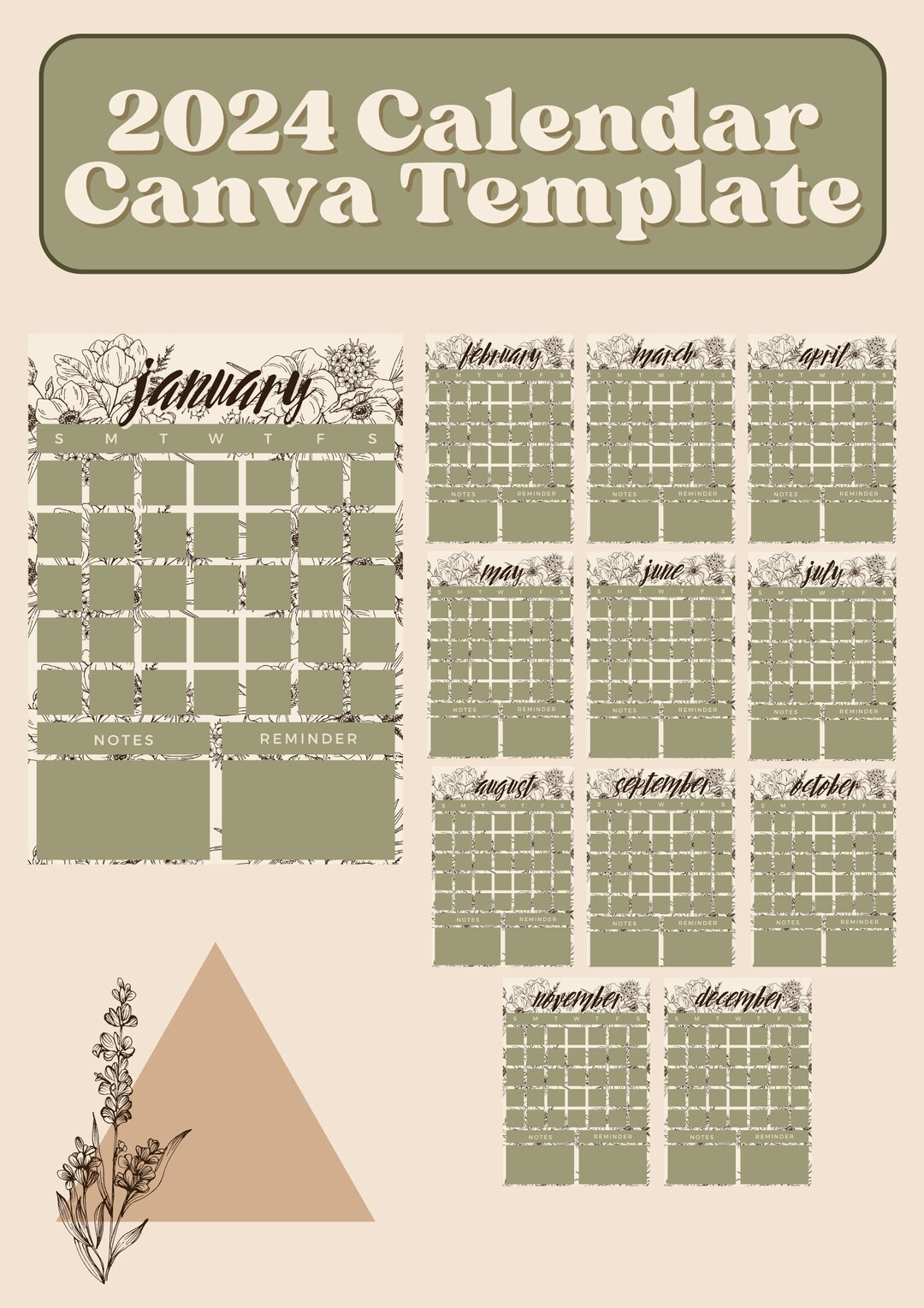 2024 Floral Aesthetic Calendar - Etsy