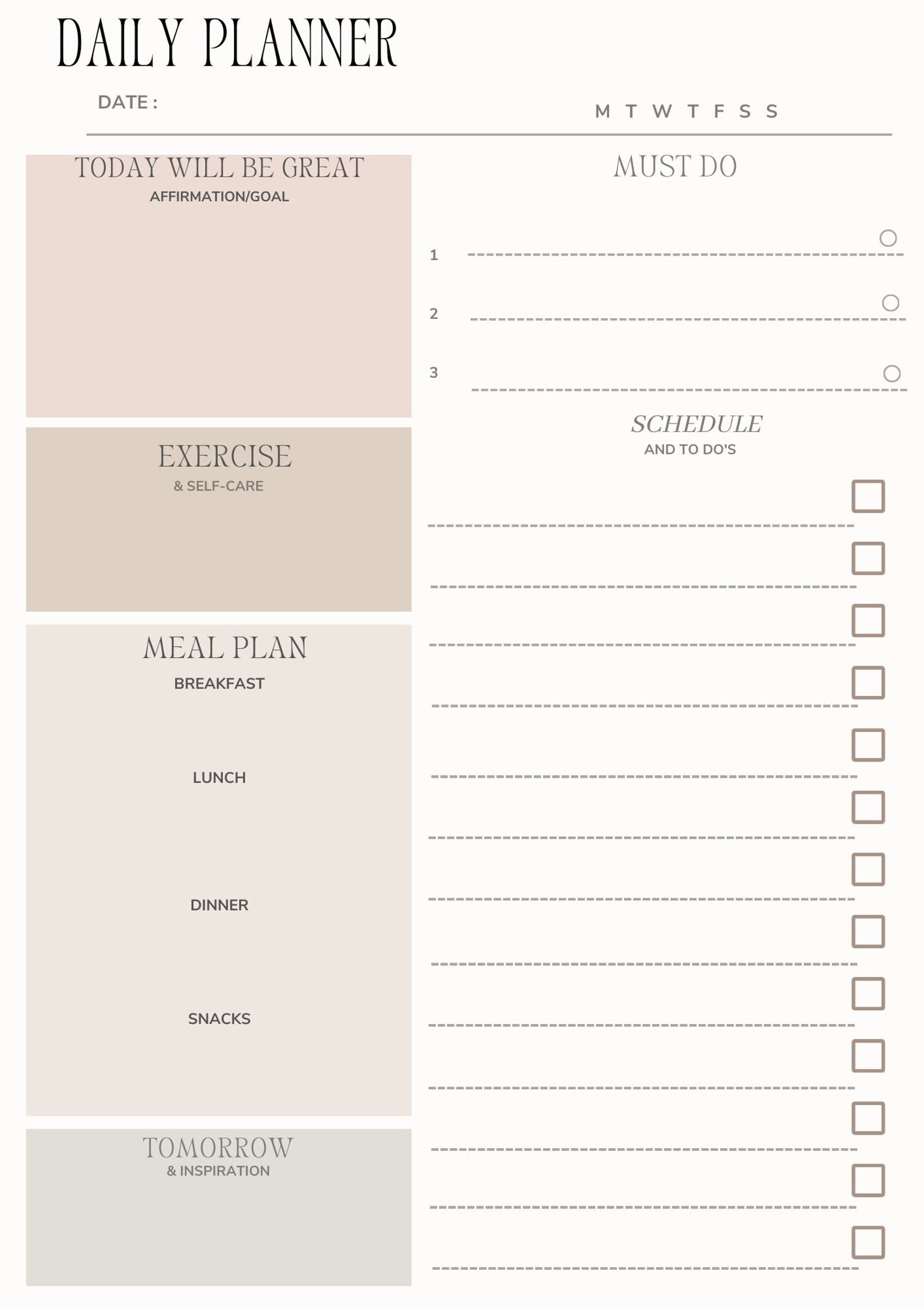 Monthly Weekly Daily Digital Planner to Do Lists, Goals, Intentions ...