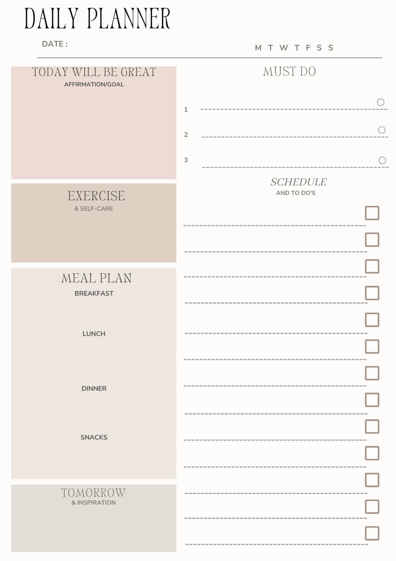 Monthly Weekly Daily Digital Planner to Do Lists, Goals, Intentions ...