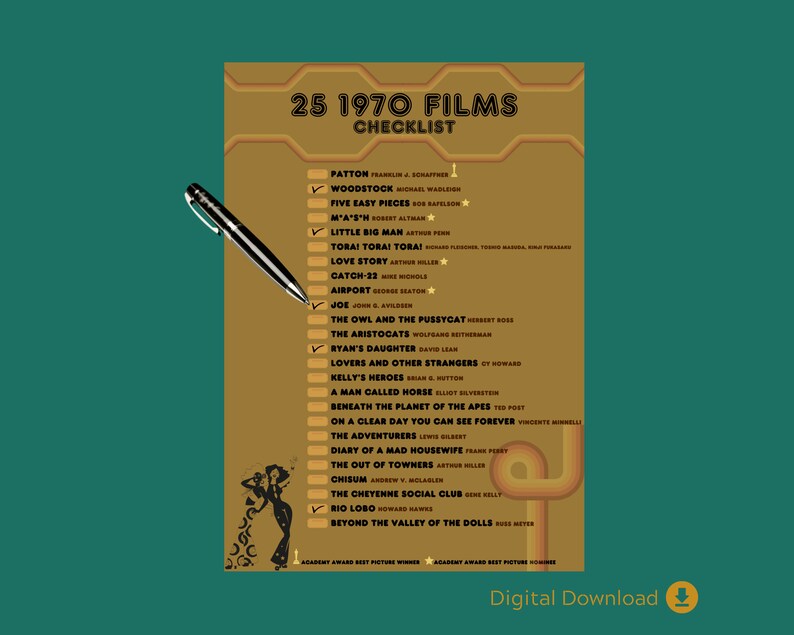 1970 Film Checklist 70s Movies Tracker Feature Film Challenge Classic ...