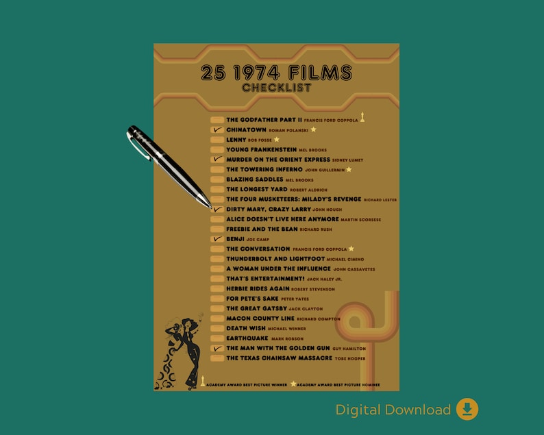 1974 Film Checklist 70s Movies Tracker Feature Film Challenge Classic ...