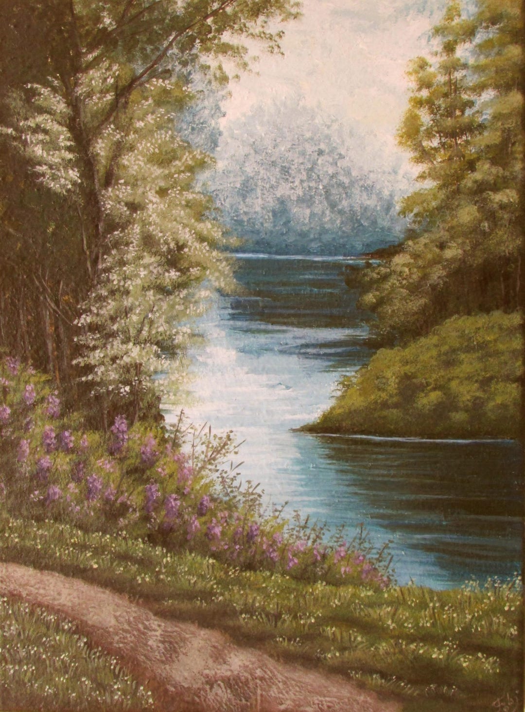 Original Painting of a Landscape With a Lake - Etsy