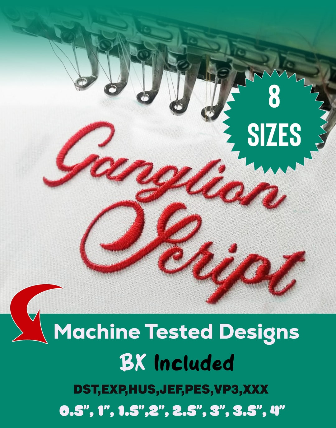 Gang-lion Script Calligraphy Machine Embroidery Font, Monogram ...