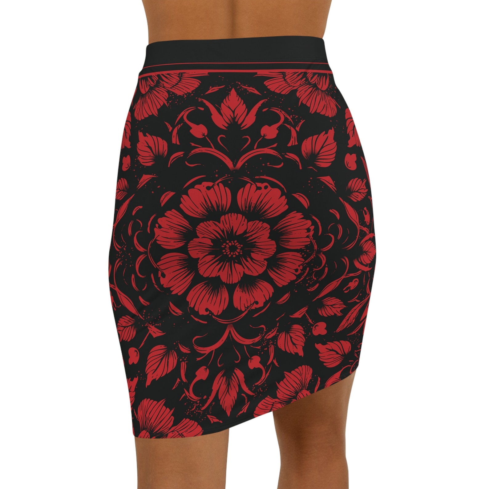 Mini Pencil Skirt Dark Floral Print Bold Prints Patterns Effortless ...