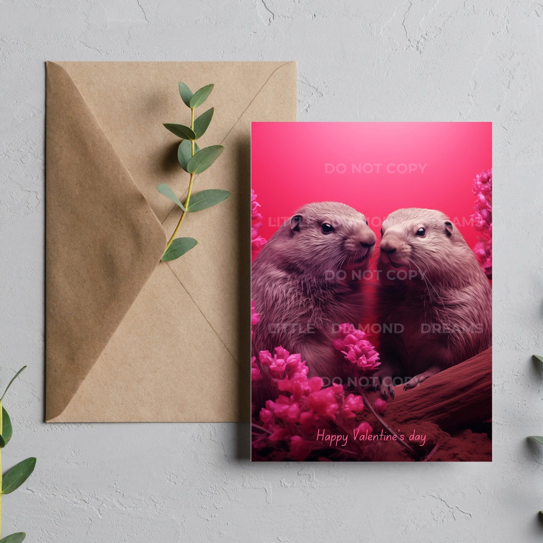 Printable Groundhog Card, Love Couple Wall Art , Cute, Love, Red, Pink ...