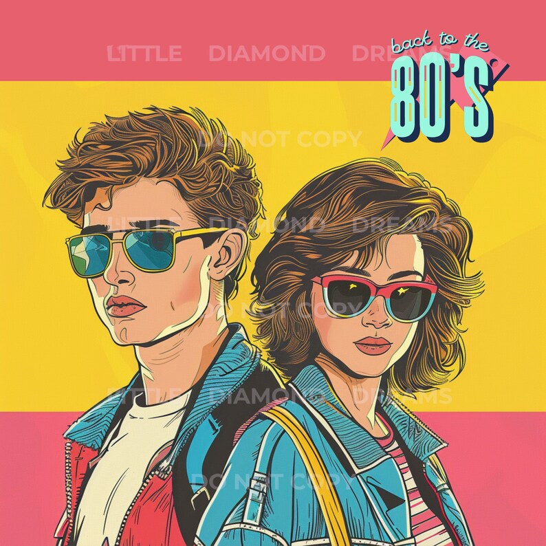 80's Nostalgia Art Bundle | Four Colorful Printable Wall Art Prints ...