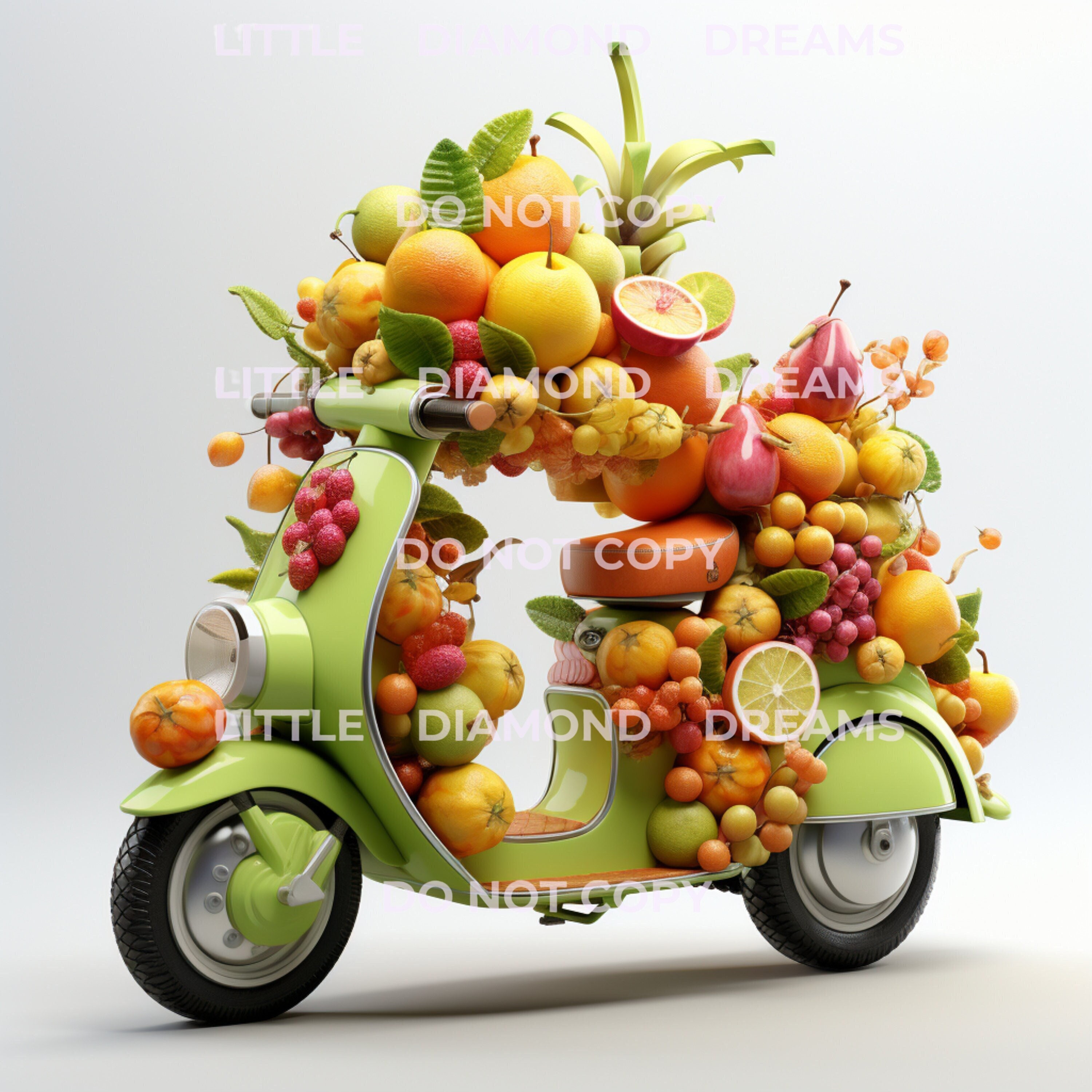 A Digital Printable of a Moped Made From Fruit and Vegetables - Etsy