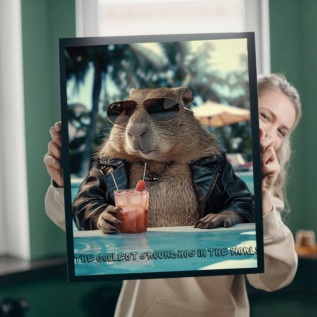 Groundhog Marmote Digital Card and Wall Art | Cool Groundhog Lounging ...