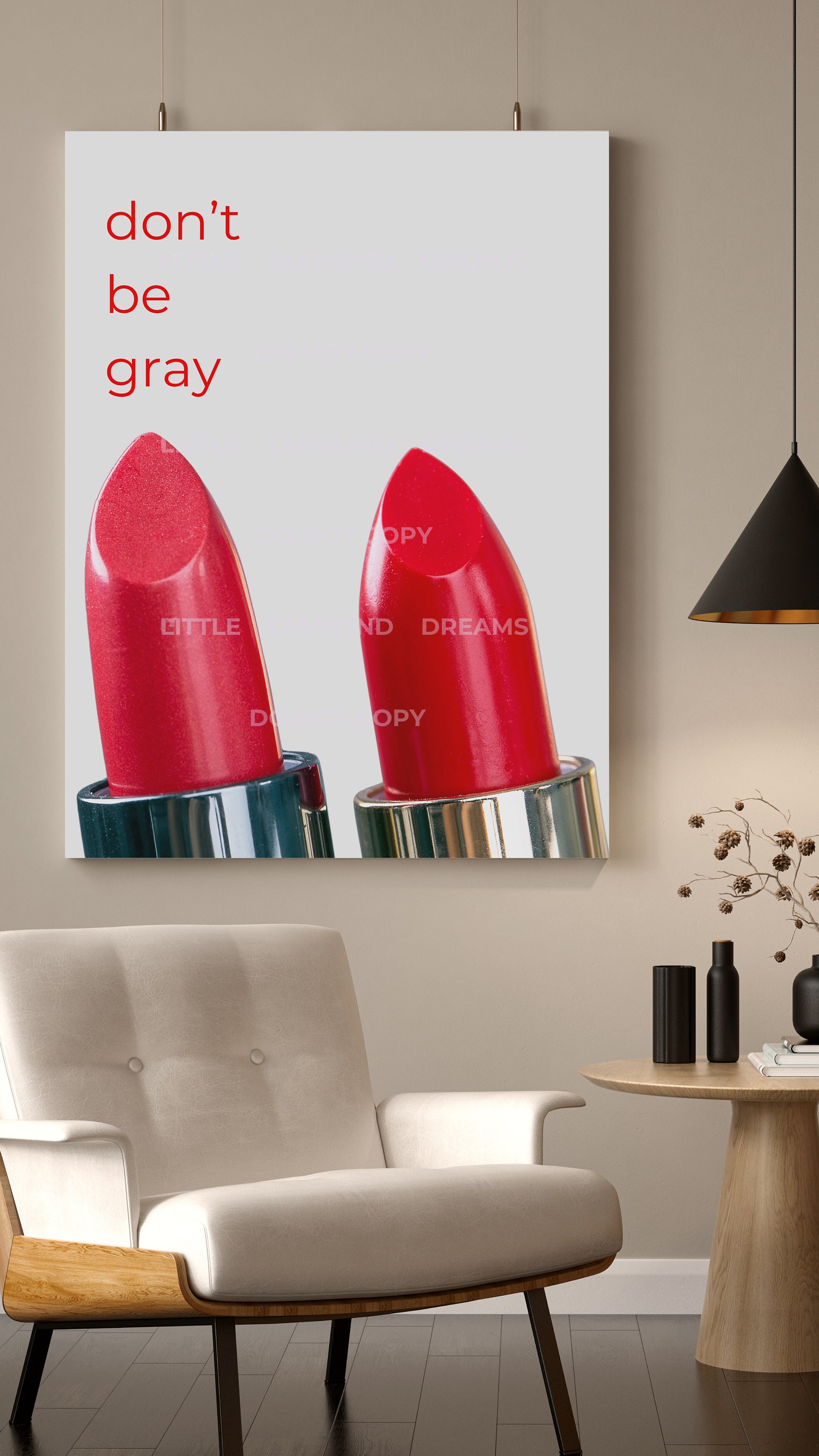 Red Lipstick Inspirational Art Print: "don't Be Gray" (digital Download ...