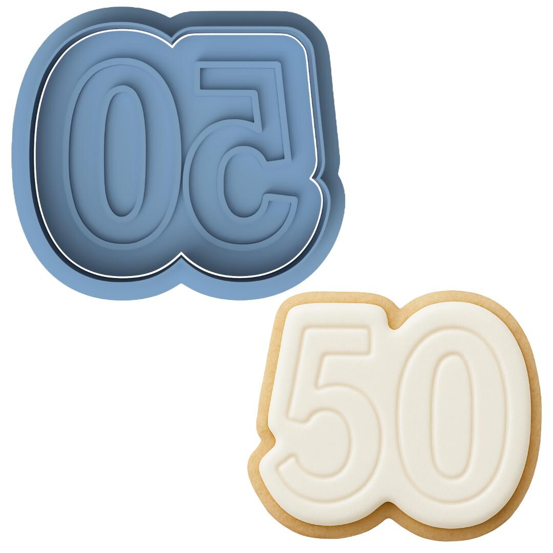 2-DIGIT Number 50 Cookie Cutter & Stamp - Etsy