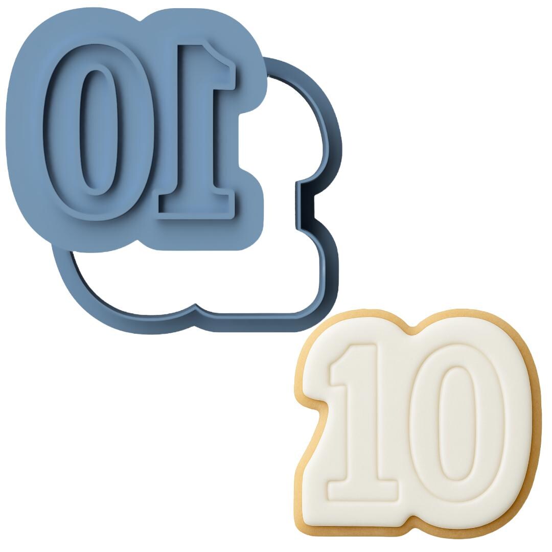 2-DIGIT Number 10 Cookie Cutter & Stamp - Etsy