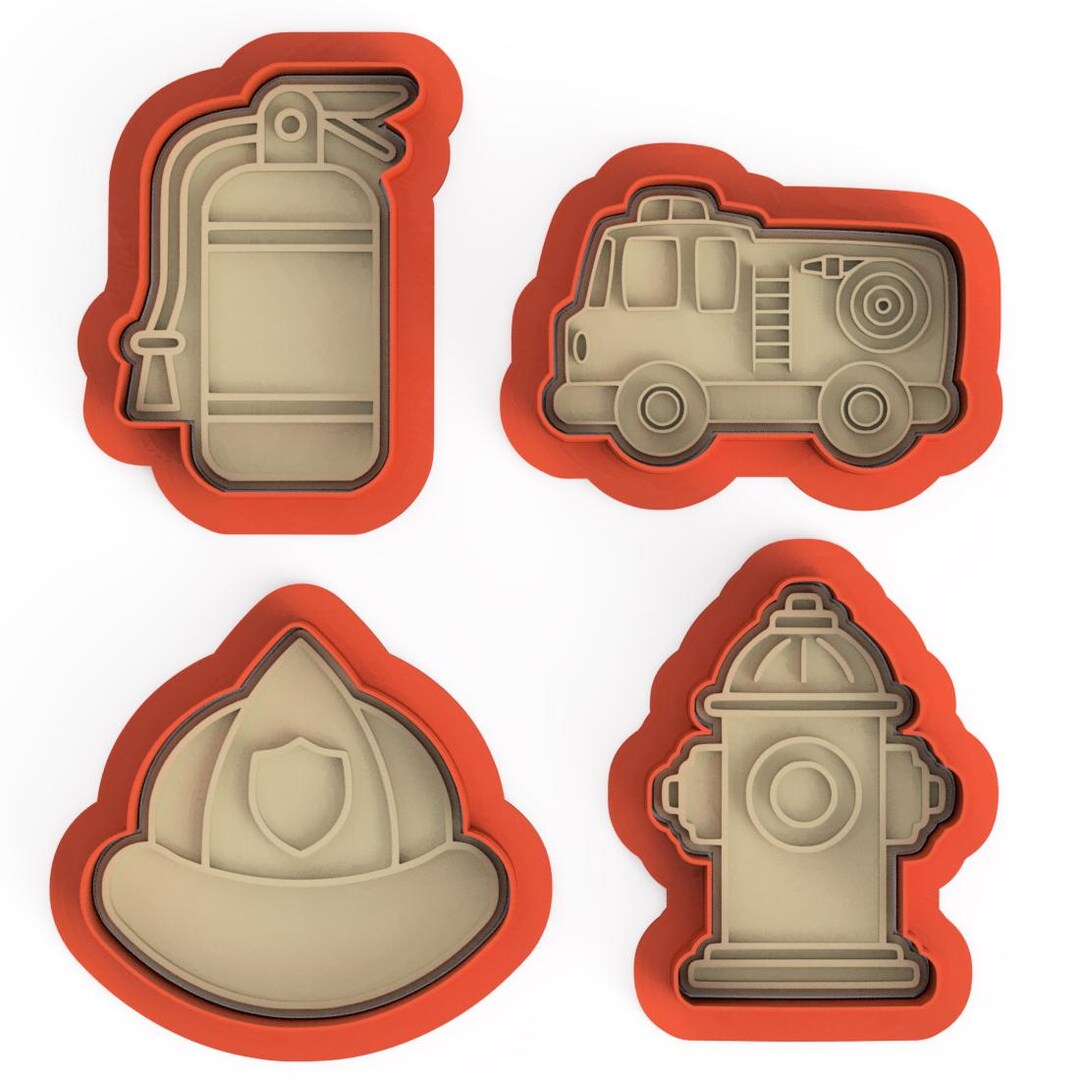 Firefighters Fire Truck Cookie Cutter & Embosser Stamps Set ...