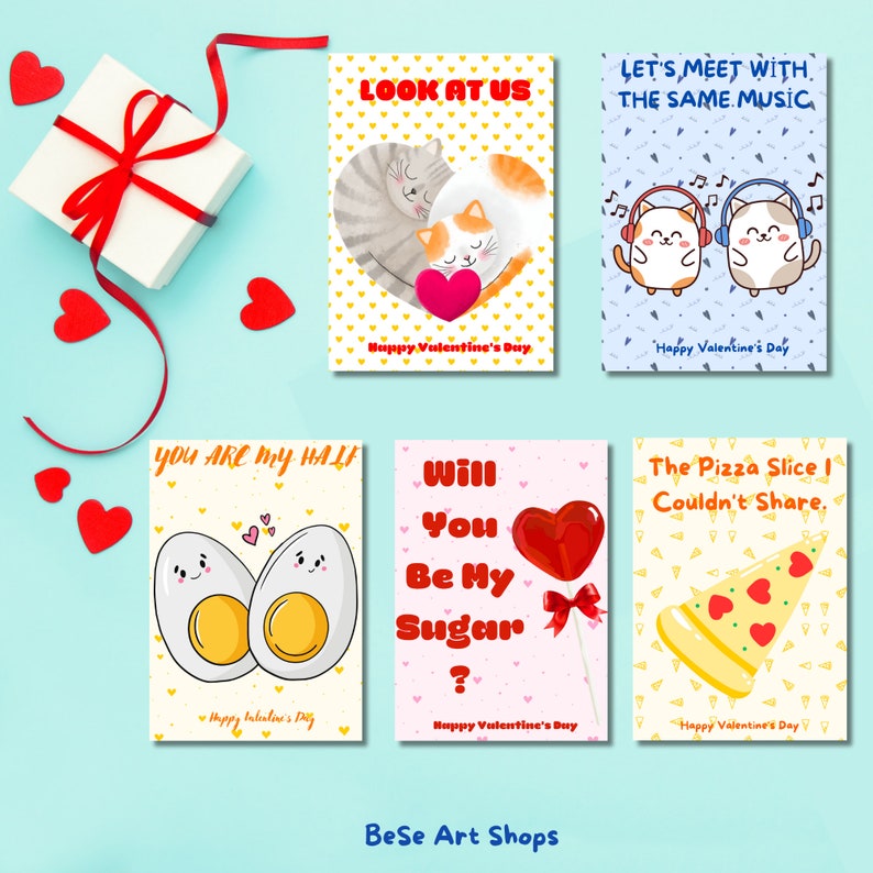 Printable Valentines Day Cards, PDF Format, Canva - Etsy