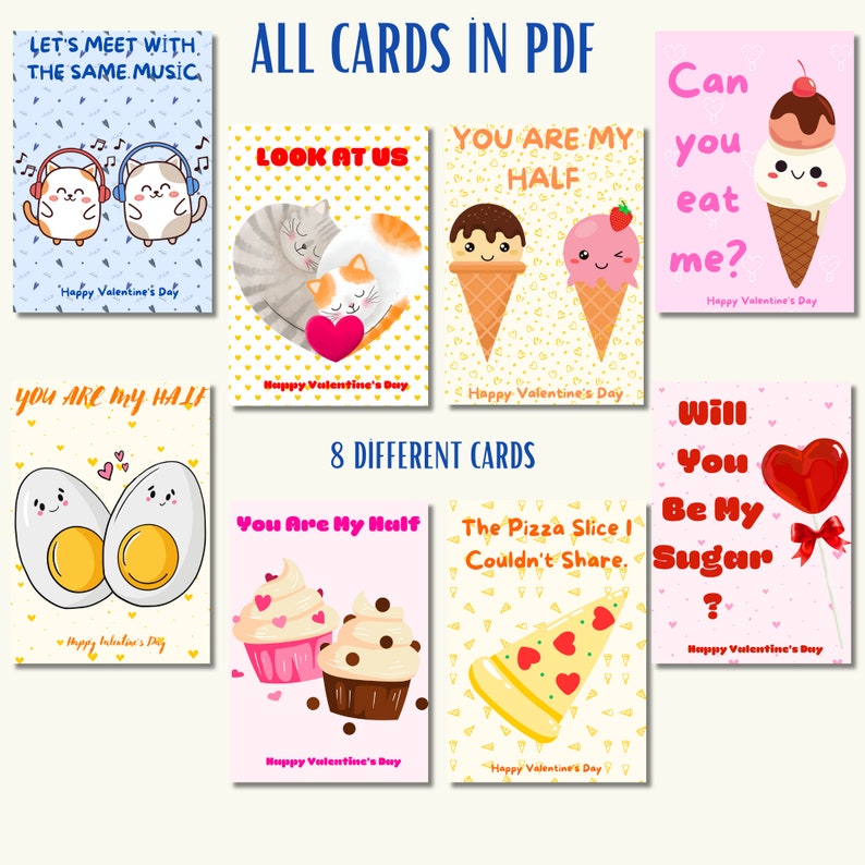 Printable Valentines Day Cards, PDF Format, Canva - Etsy
