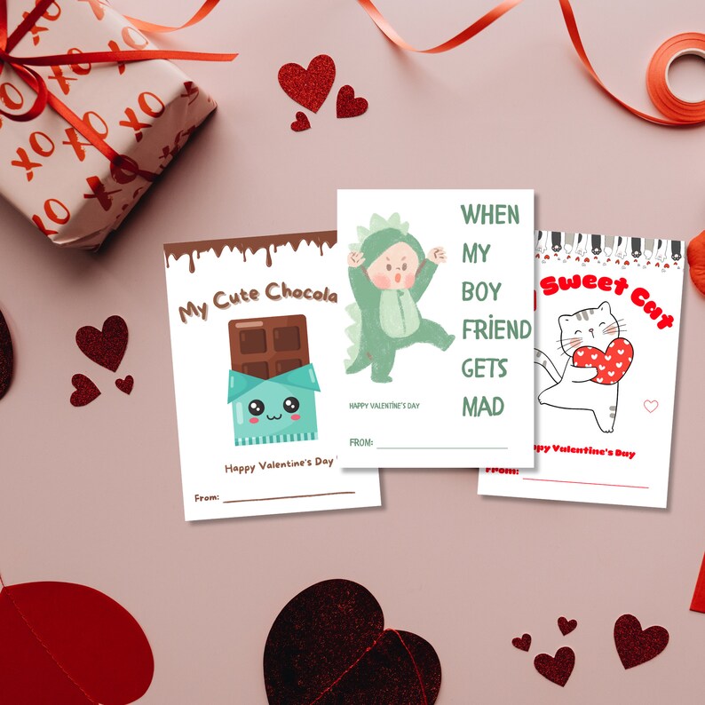 Printable Valentines Day Cards, PDF Format, Canva - Etsy