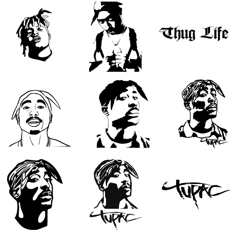 Tupac 2pack SVG PNG Instant Download Cricut Silhouette Iron on Heat ...