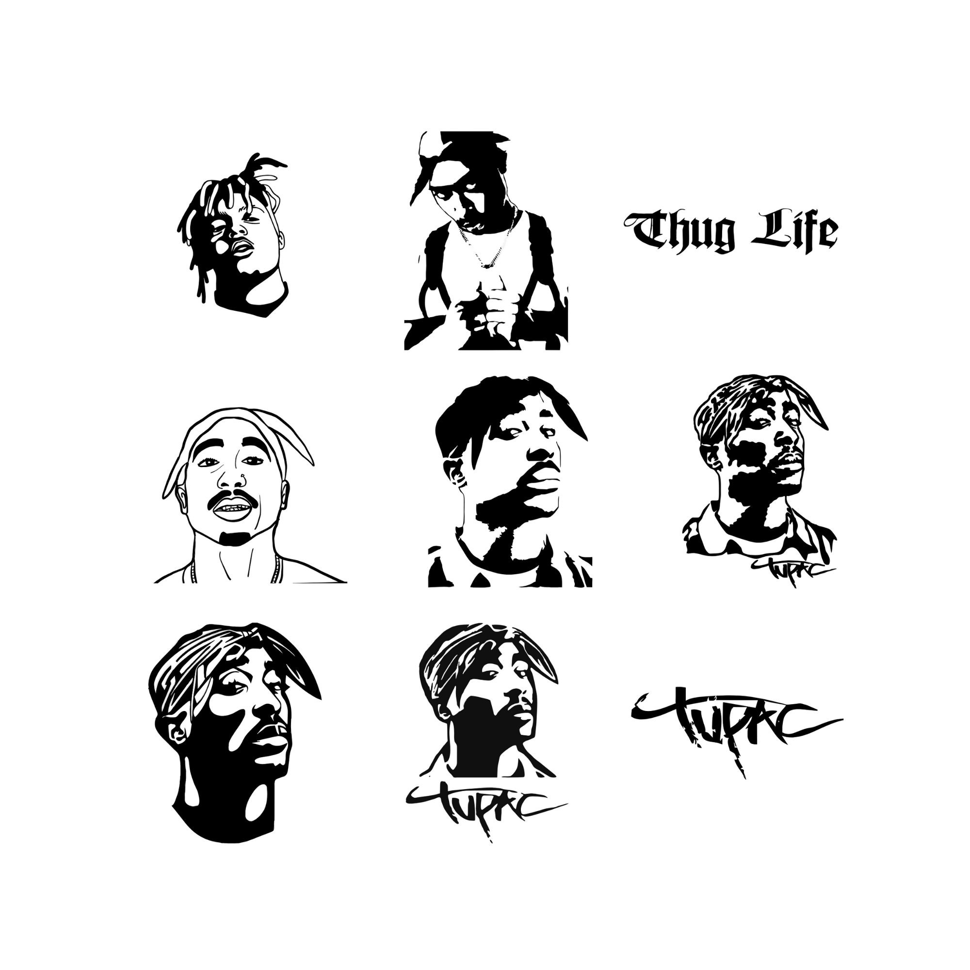 Tupac 2pack SVG PNG Instant Download Cricut Silhouette Iron on Heat ...